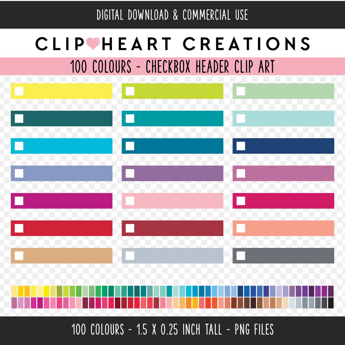 100 Checkbox Header Clip Art, Commercial Use Instant Download Planner ...