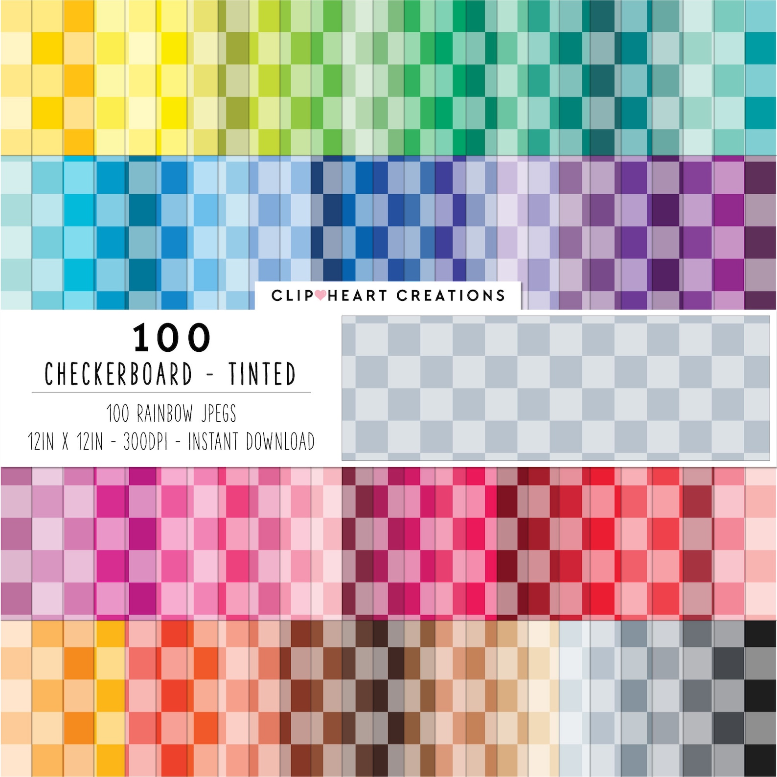 100 Checkerboard Pattern Digital Paper, Commercial Use Seamless Tinted ...