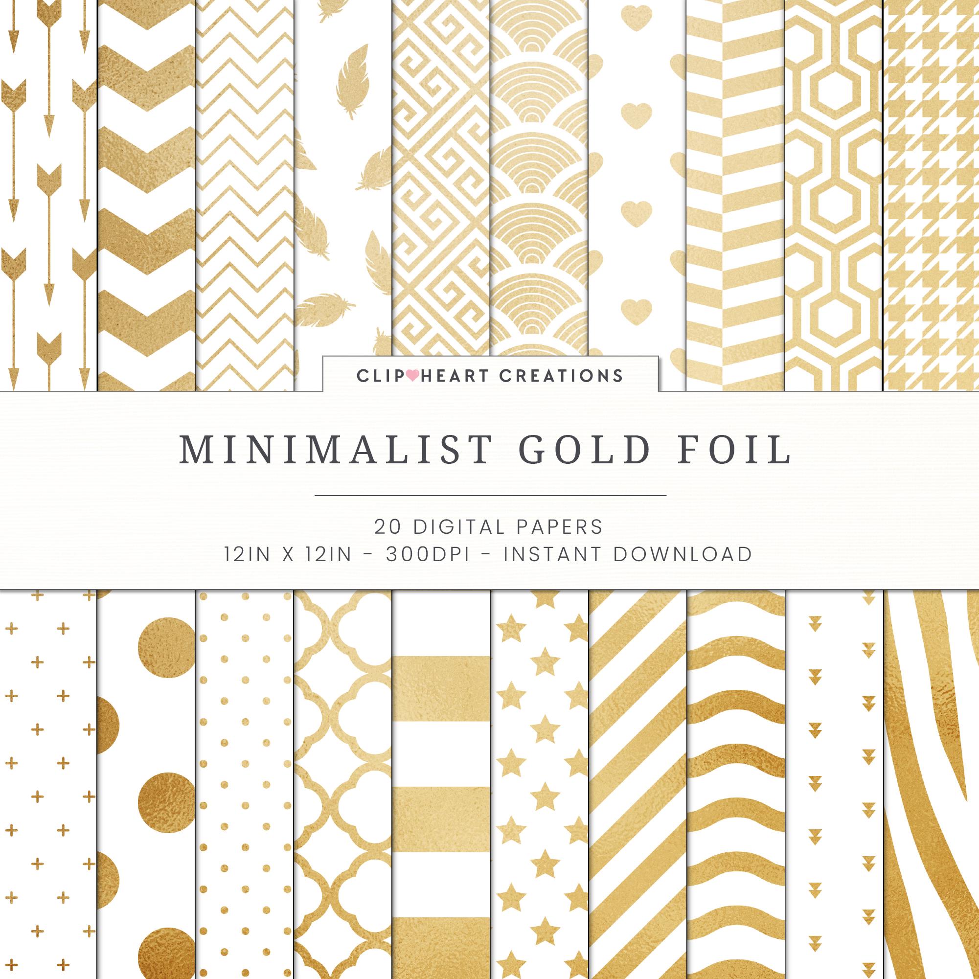 Gold Foil Pattern Papers Commercial Use Instant Download, Metallic Faux ...
