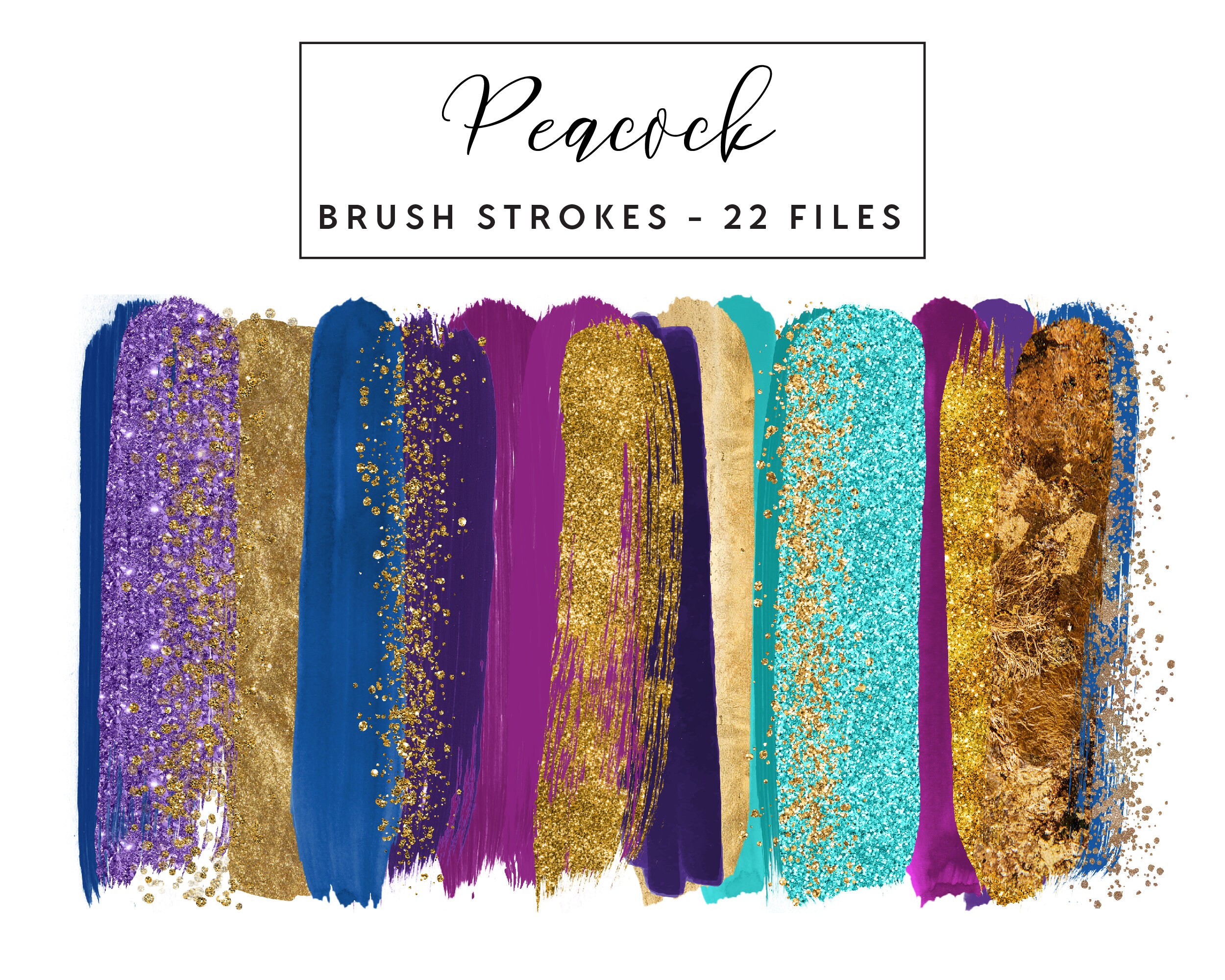 Peacock Brush Strokes Clip Art Gold Brush Strokes Clipart - Etsy UK
