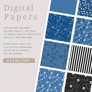 20 Soccer Themed Digital Papers, Seamless Commercial Use Instant ...
