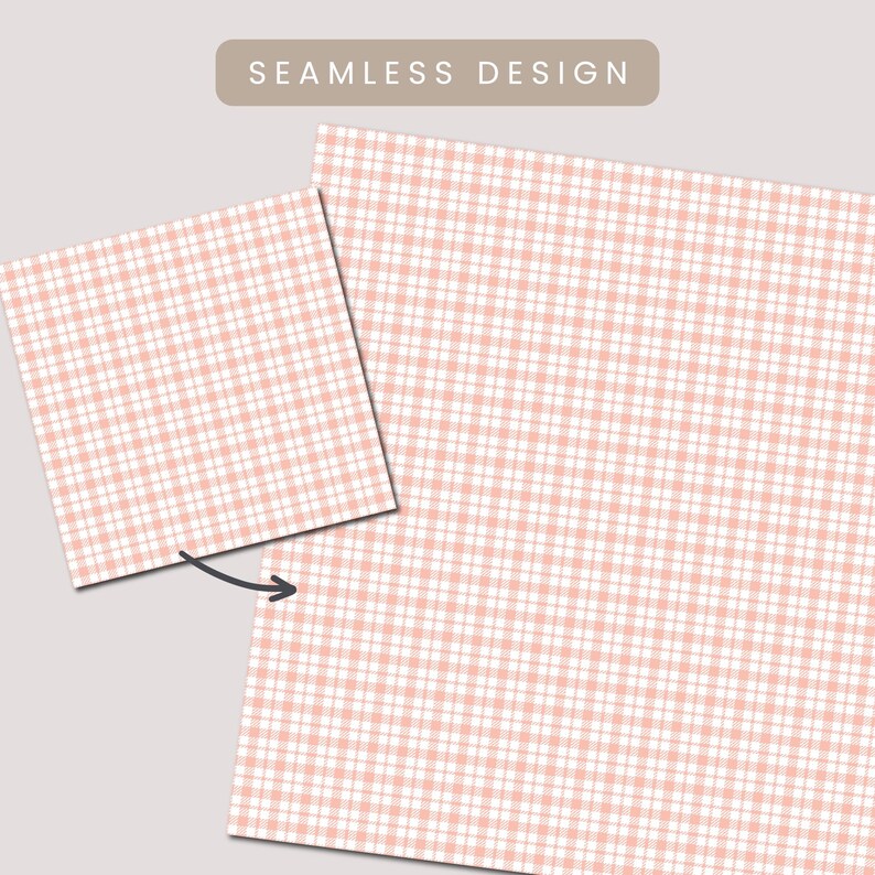 Peach Buffalo Plaid Digital Paper Set, Seamless Lumberjack Plaid Papers ...