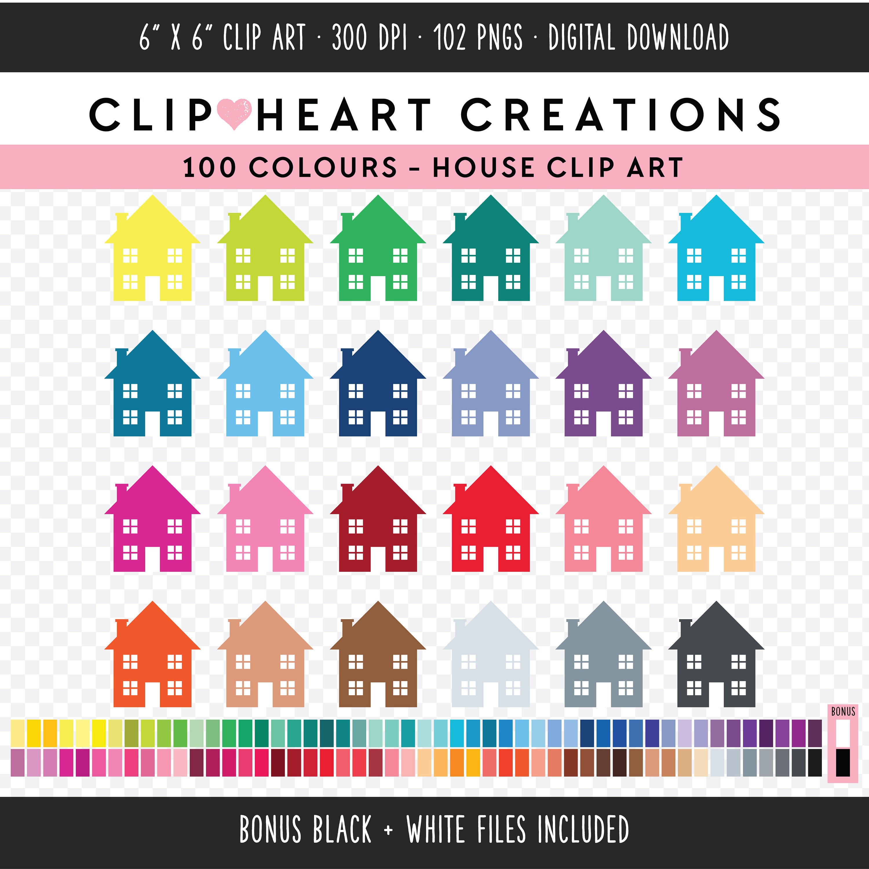 100 House Digital Clip Art Commercial Use Instant Download - Etsy UK