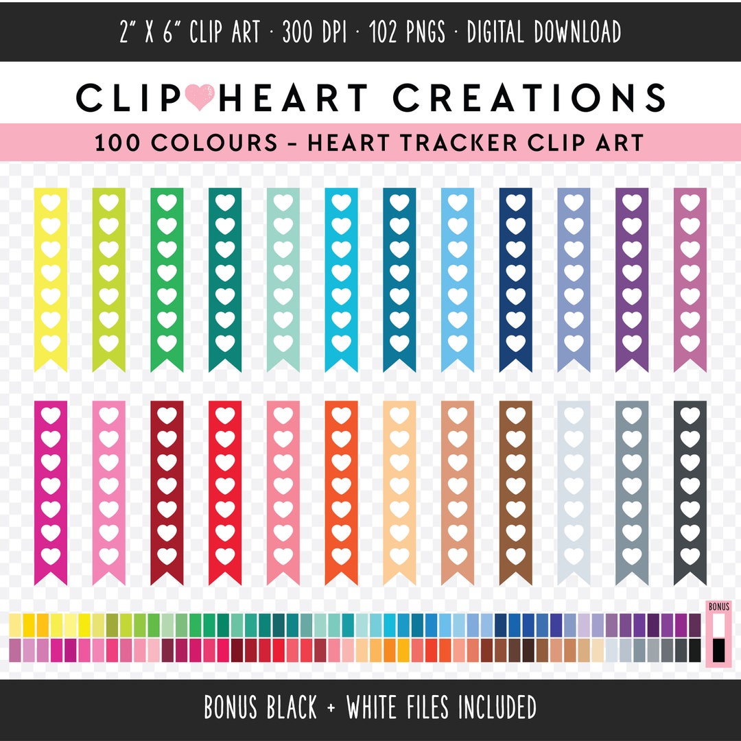 100 Heart Checklist Clip Art, Commercial Use Instant Download PNG Heart ...