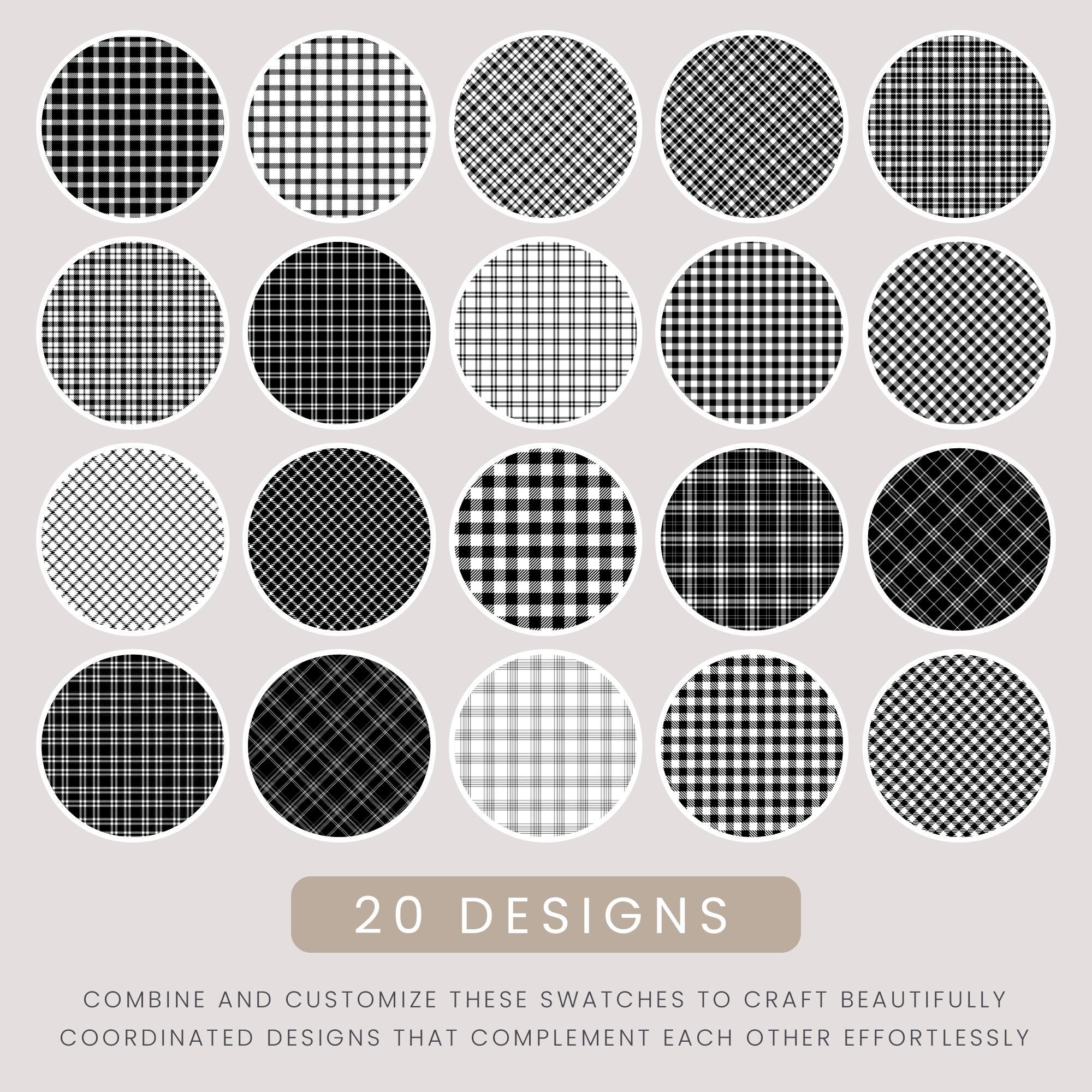 Black Buffalo Plaid Digital Paper Set, Seamless Lumberjack Plaid Papers ...