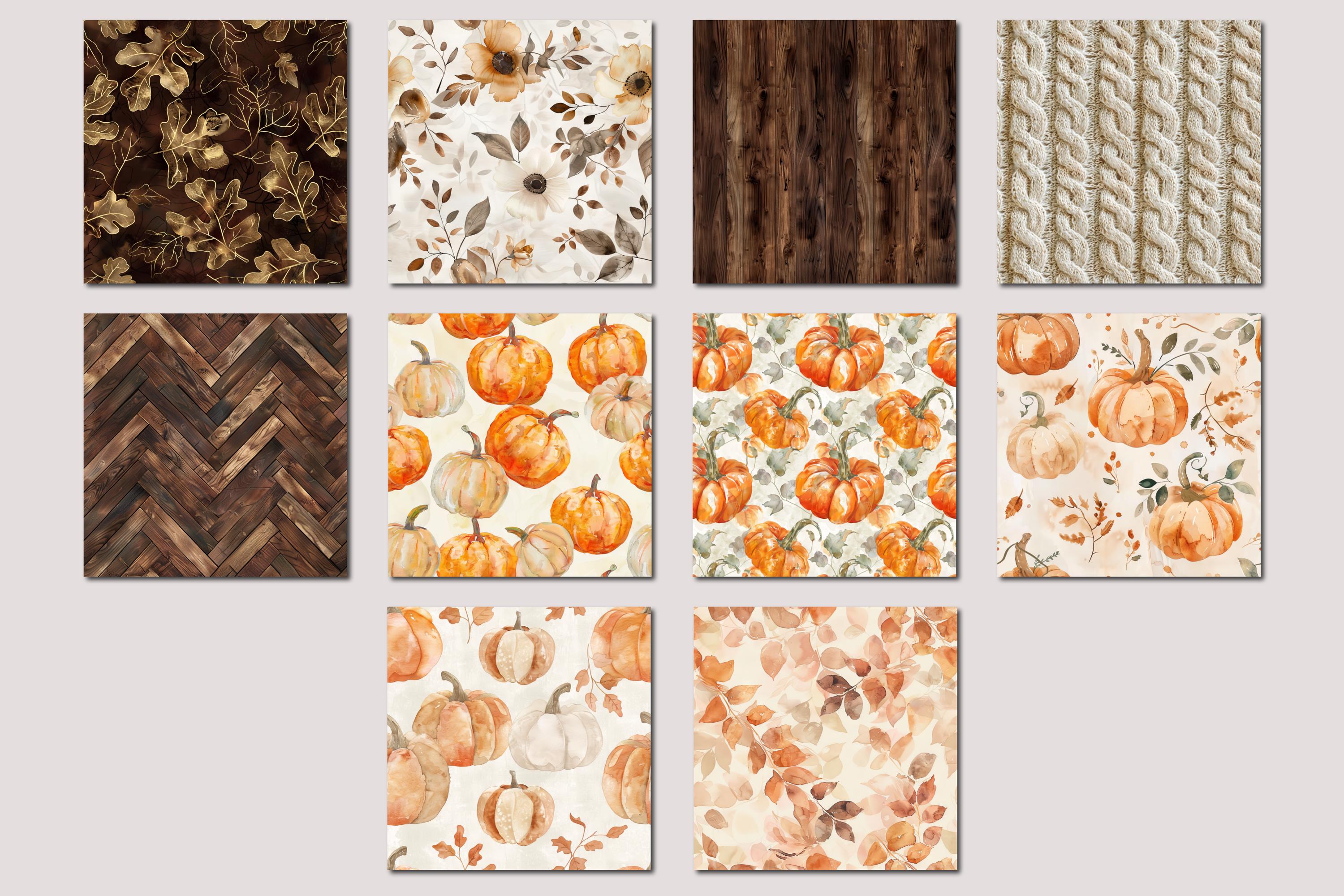 Watercolor Cozy Fall Texture Seamless Digital Papers, Commercial Use ...