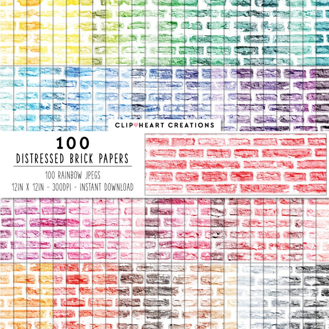 100 Distressed Brick Texture Digital Papers, Commercial Use Instant ...