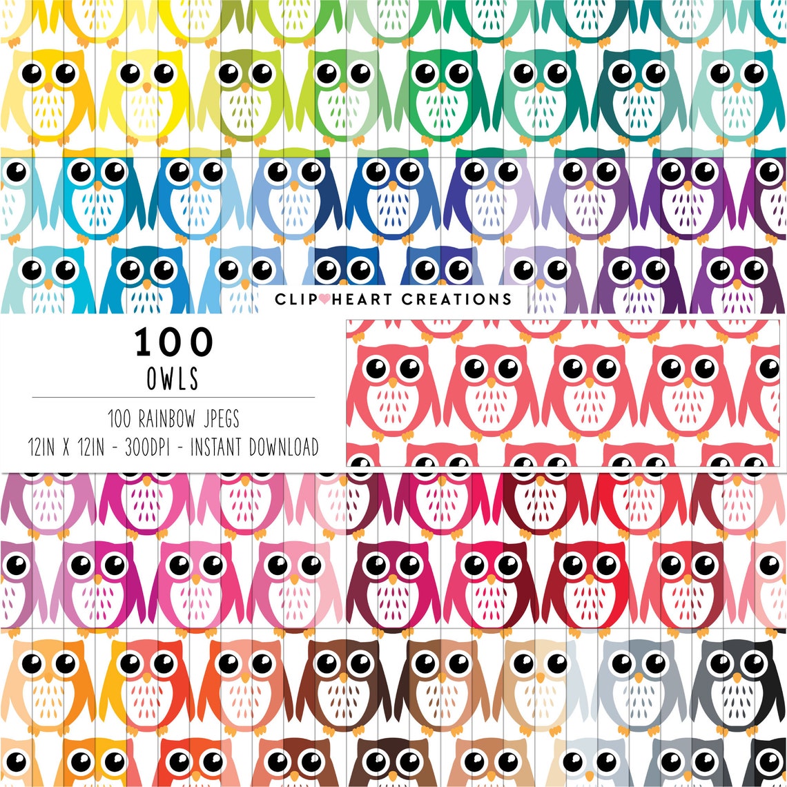 100 Owls Digital Paper Commercial Use Seamless Owl Pattern - Etsy