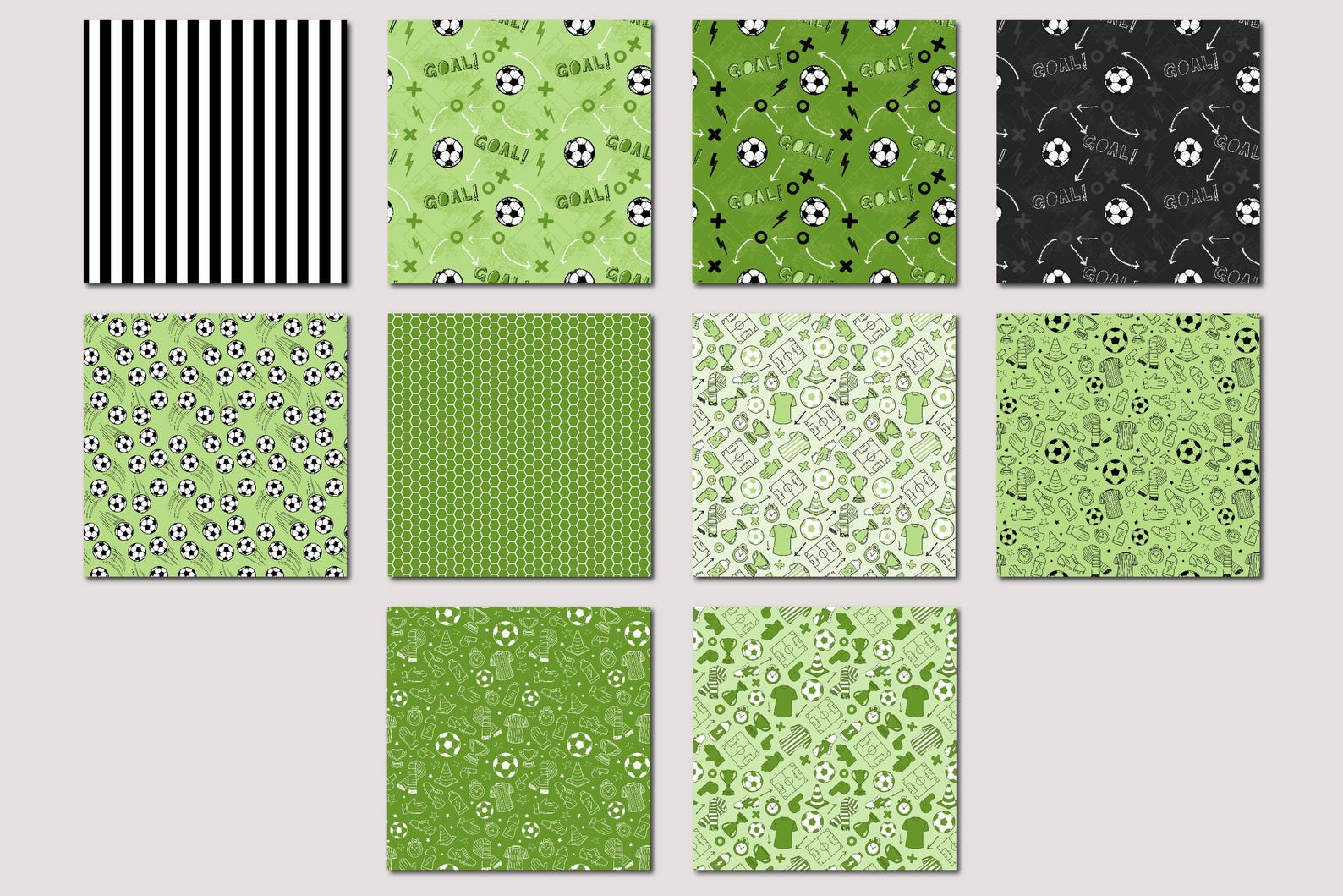 20 Soccer Themed Digital Papers, Seamless Commercial Use Instant ...