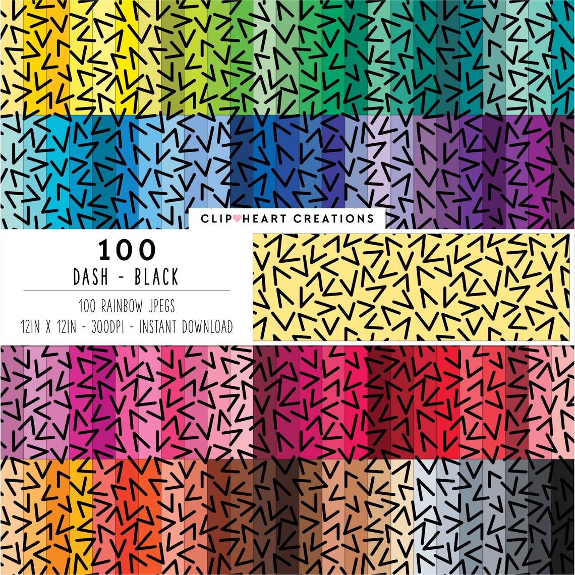 100 Dash Digital Paper Pack, Commercial Use Instant Download Seamless ...