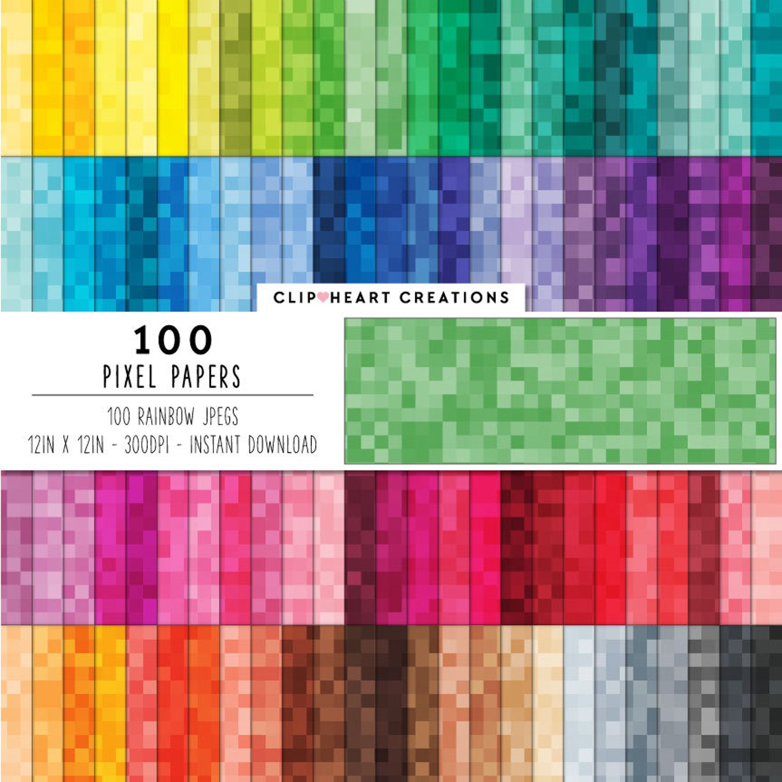 100 Pixel Texture Digital Papers, Commercial Use Instant Download ...