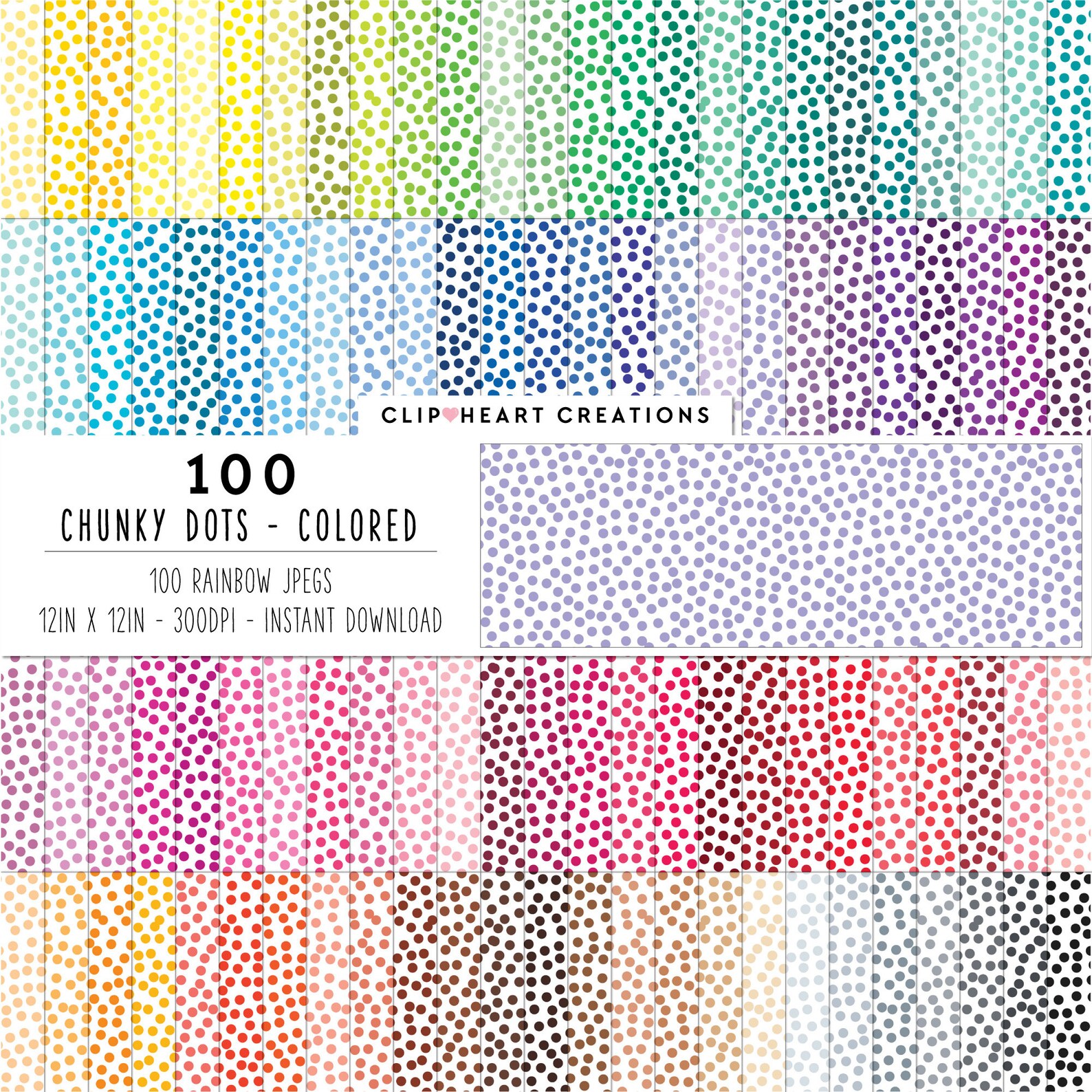 100 Chunky Dots Digital Papers Commercial Use Seamless | Etsy