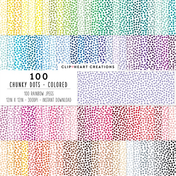 100 Chunky Dots Digital Papers Commercial Use Seamless | Etsy