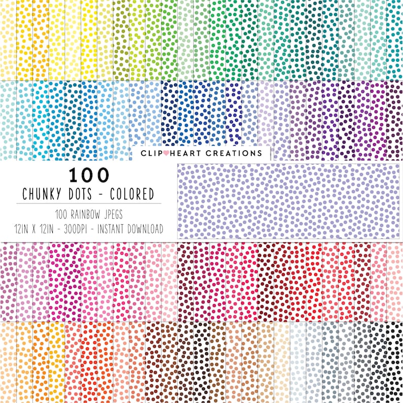 100 Chunky Dots Digital Papers Commercial Use Seamless | Etsy