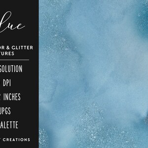 Blue Glitter Watercolor Digital Papers, Commercial Use Instant Download ...