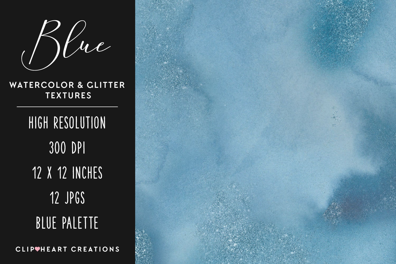 Blue Glitter Watercolor Digital Papers Commercial Use Instant - Etsy