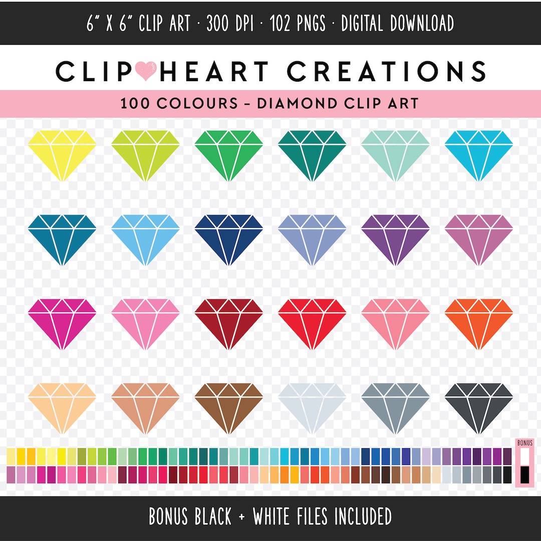 100 Diamonds Digital Clip Art, Commercial Use Instant Download PNG ...