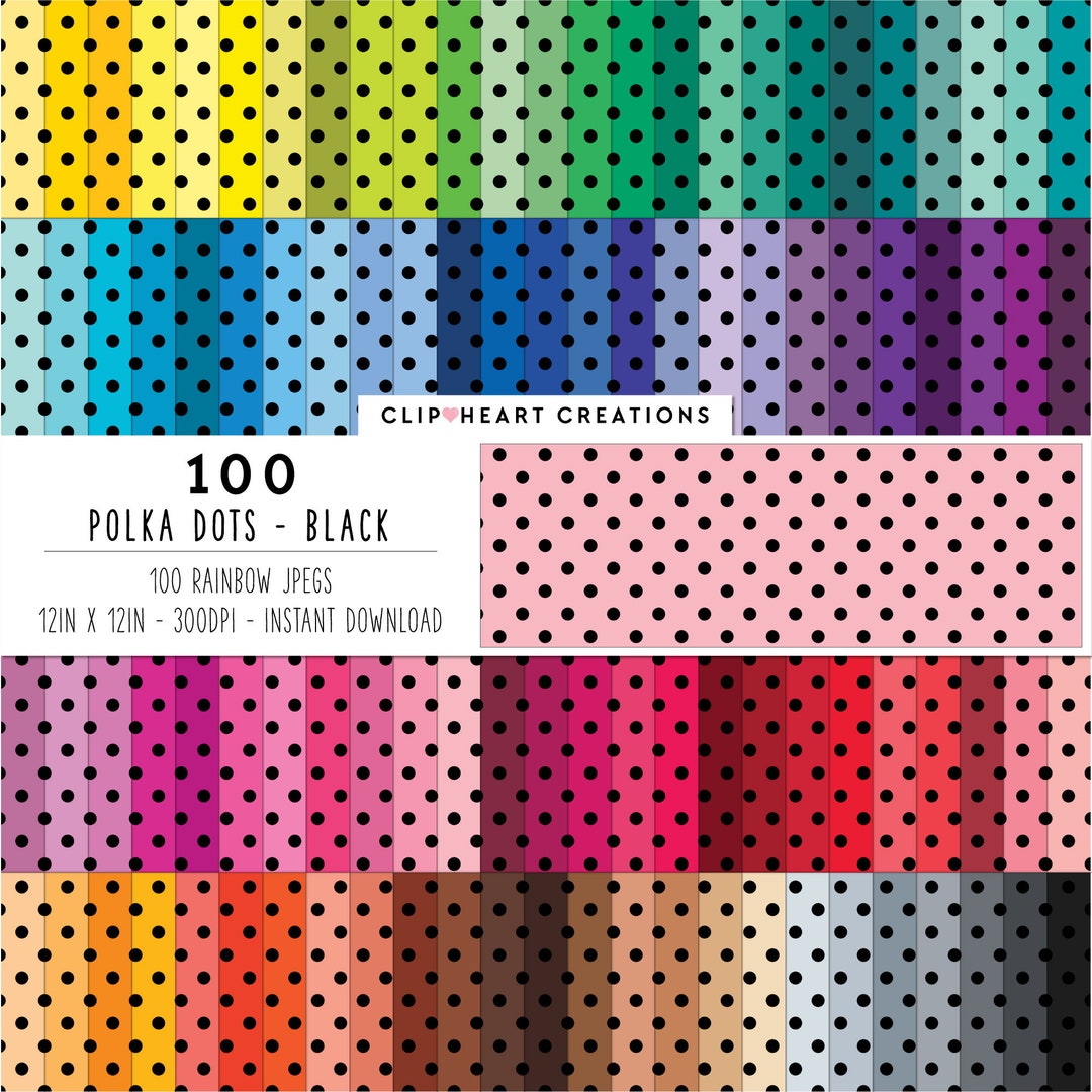 100 Polka Dot Digital Papers, Commercial Use Instant Download Seamless ...