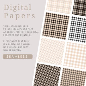 Neutral Buffalo Plaid Digital Paper Set, Seamless Lumberjack Plaid ...