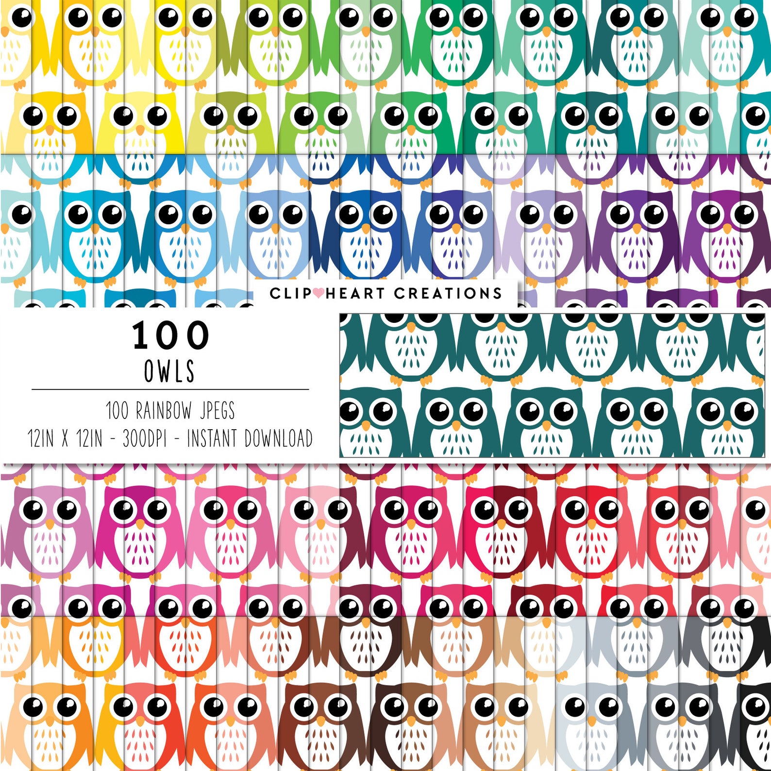 100 Owls Digital Paper Commercial Use Instant Download Owl | Etsy