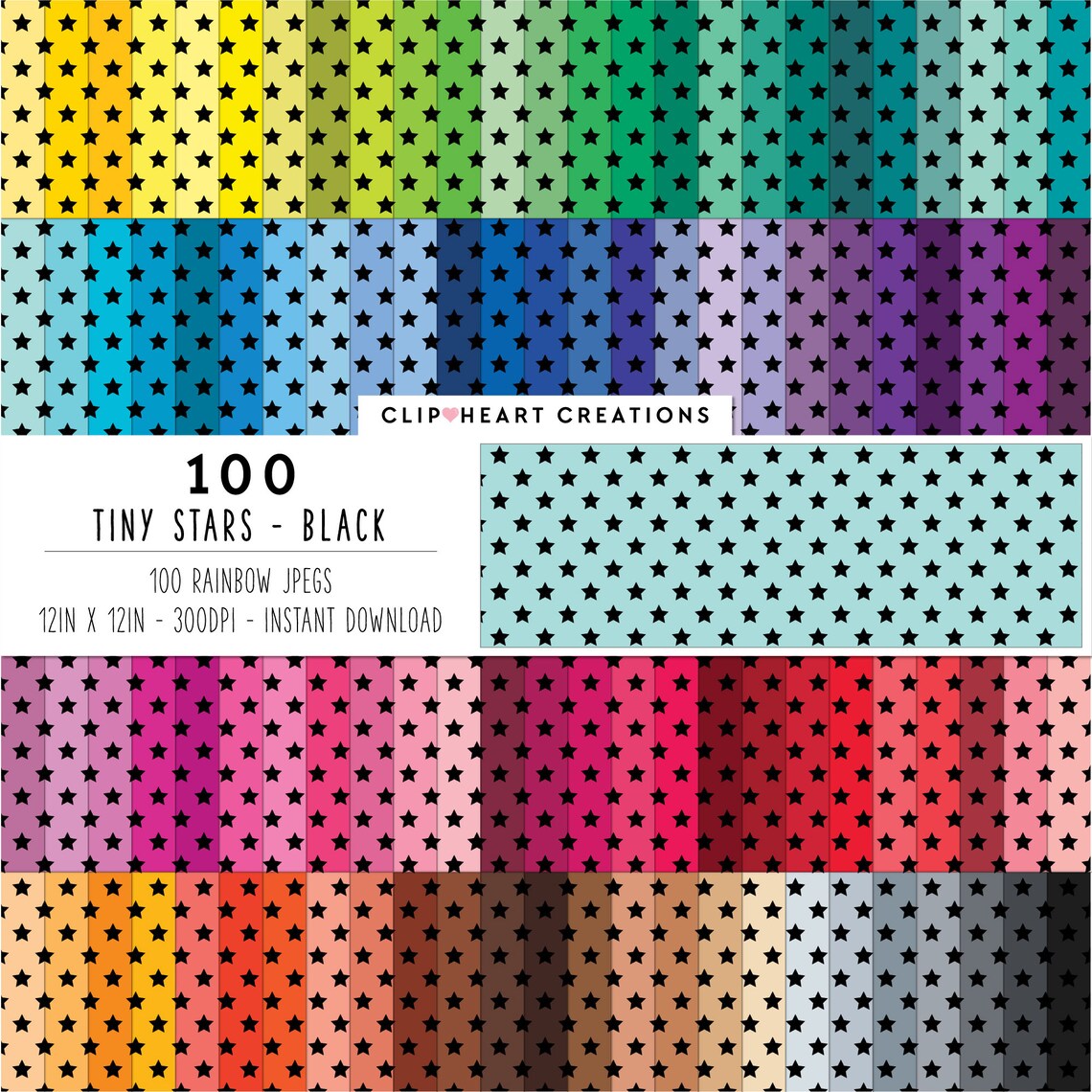 100 Stars Tiny Digital Papers, Commercial Use Seamless Stars Digital ...