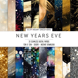 New Years Eve Digital Paper Patterns, 20 Seamless Commercial Use ...