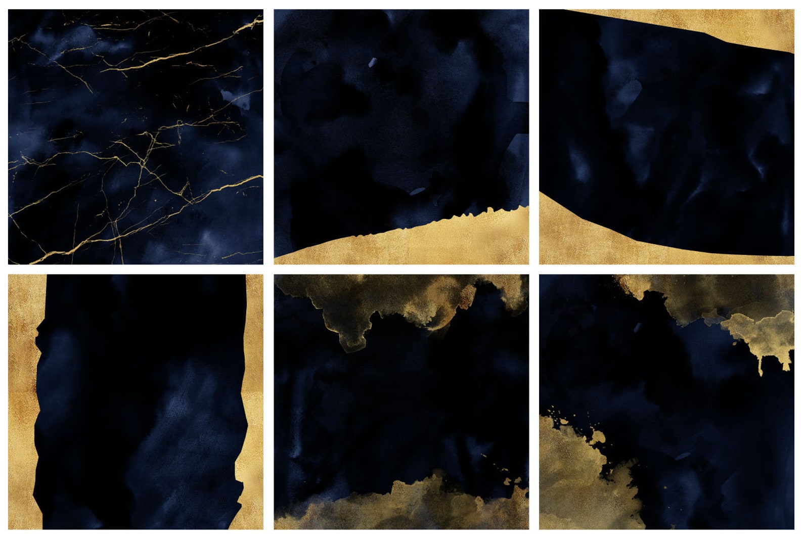 Navy & Gold Watercolor and Foil Digital Papers Commercial Use - Etsy