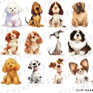 Cute Dog Breeds Watercolor Clipart Set, Commercial Use Instant Download ...
