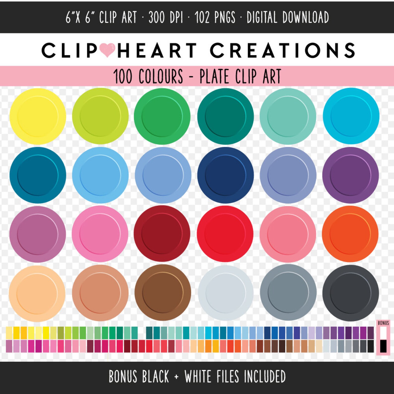 100 Plate Digital Clip Art Commercial Use Instant Download | Etsy