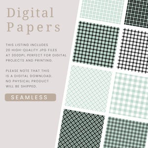 Green Buffalo Plaid Digital Paper Set, Seamless Lumberjack Plaid Papers ...