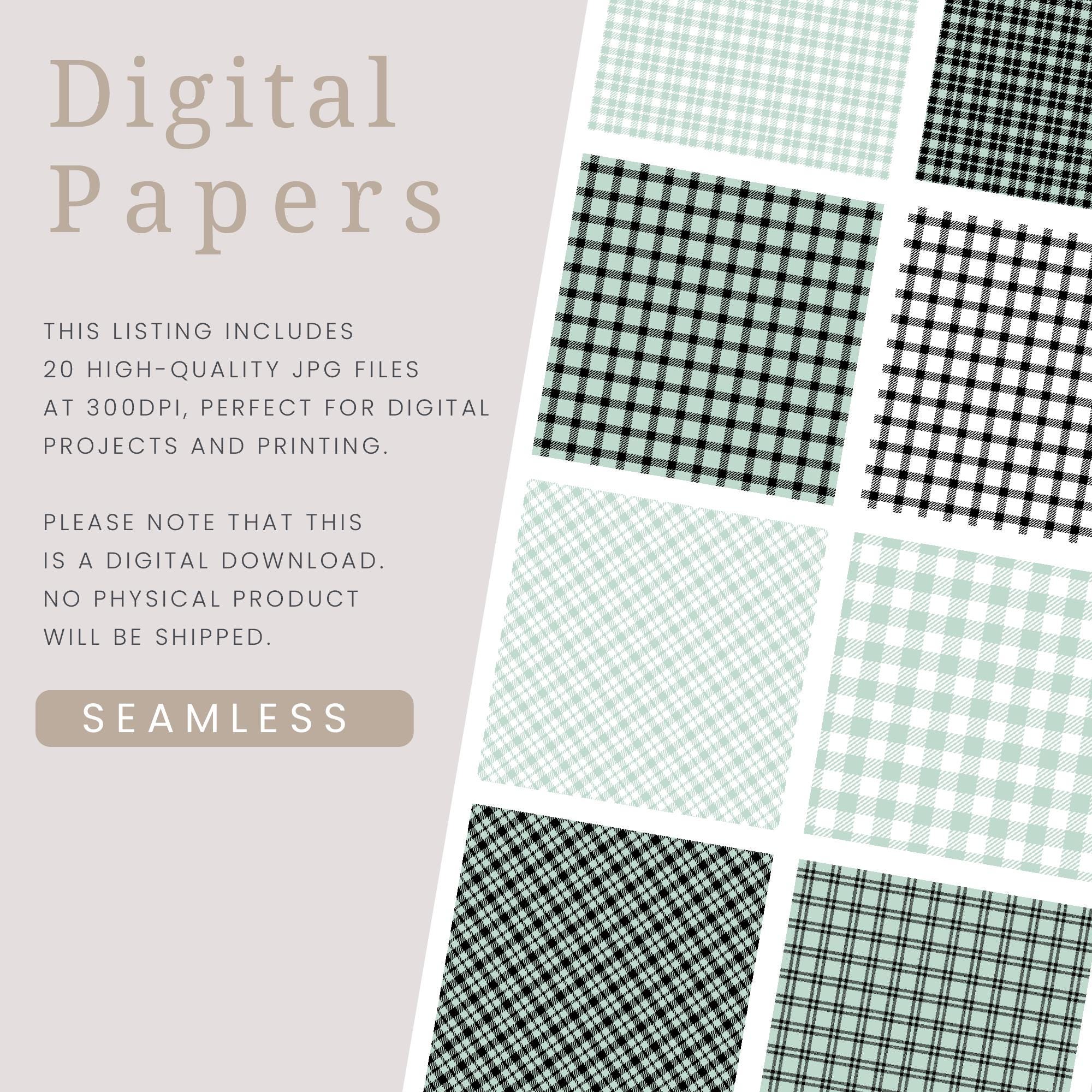 Green Buffalo Plaid Digital Paper Set, Seamless Lumberjack Plaid Papers ...