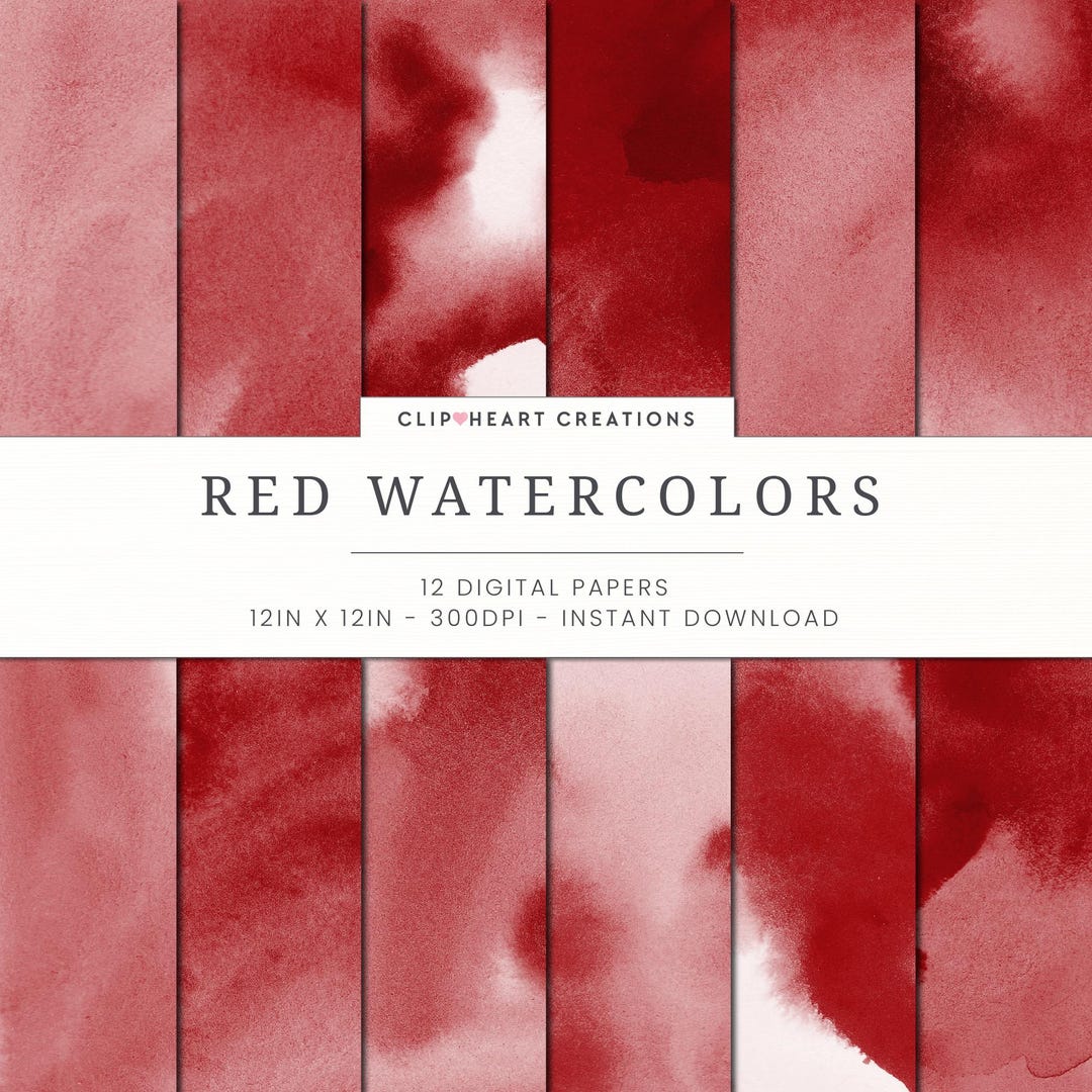 Red Watercolor Digital Papers, Commercial Use Instant Download ...
