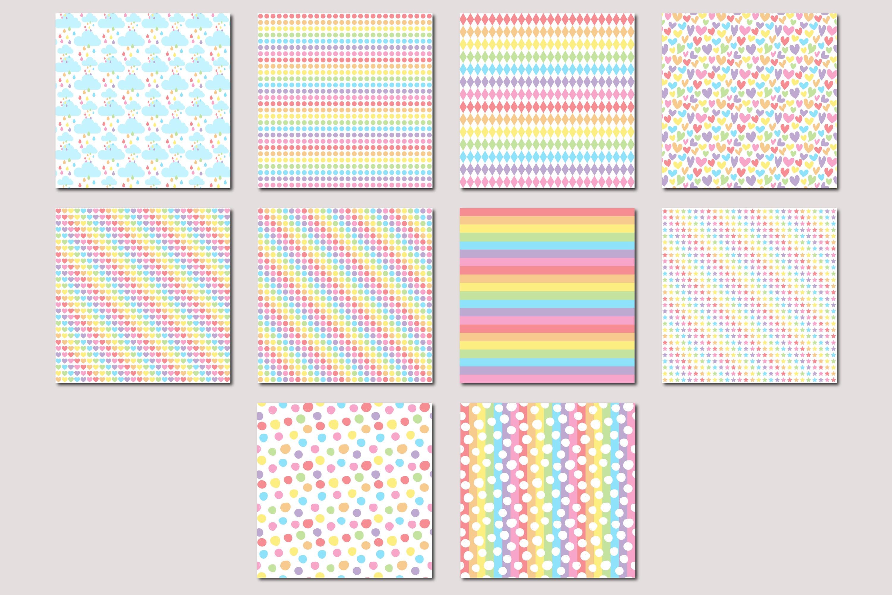 Rainbows Digital Paper Patterns, 20 Seamless Commercial Use Instant ...