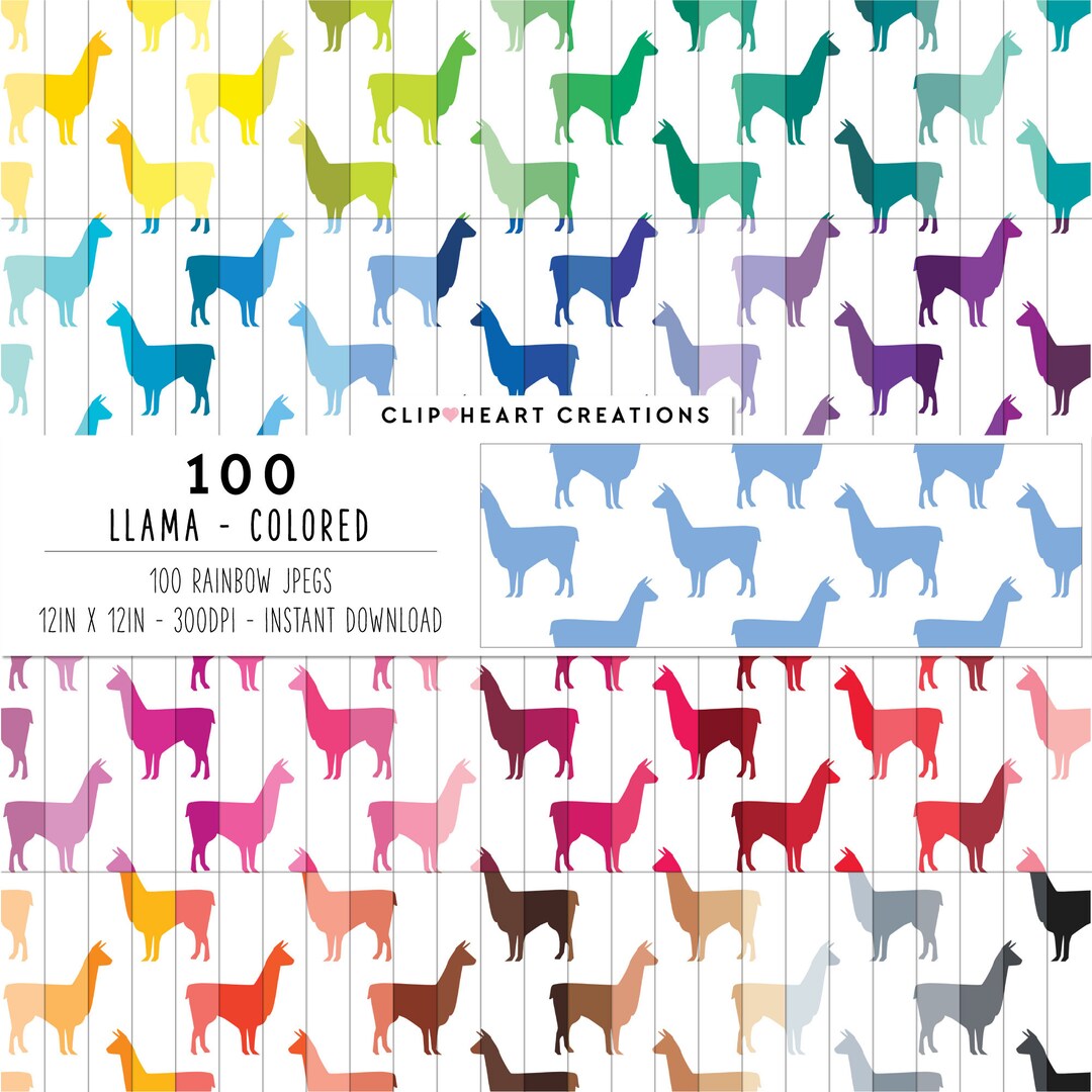 100 Llamas Digital Paper, Commercial Use Seamless Llama Pattern Digital ...