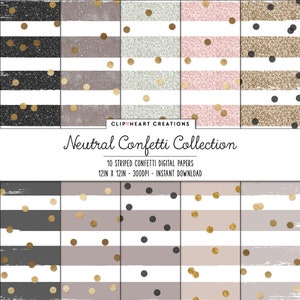 Neutral Confetti Sparkle Digital Papers, Commercial Use Instant ...