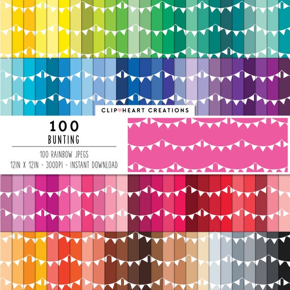 100 Bunting Digital Paper Pack Commercial Use Instant | Etsy