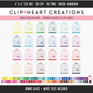 Birdcage Clip Art: 100 Rainbow Colors, Scrapbooking Planner (digital ...