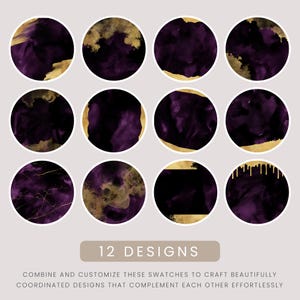 Purple & Gold Watercolor and Foil Digital Papers, Commercial Use ...
