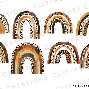 Leopard Print Rainbows Watercolor Clipart Set, Commercial Use Instant ...