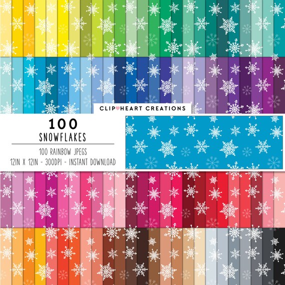 100 Snowflake Pattern Digital Papers Commercial Use Instant | Etsy