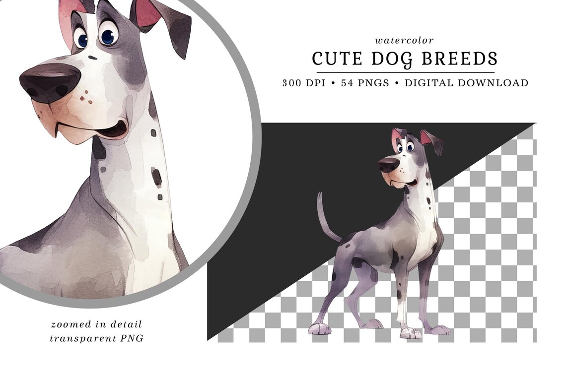 Cute Dog Breeds Watercolor Clipart Set, Commercial Use Instant Download ...