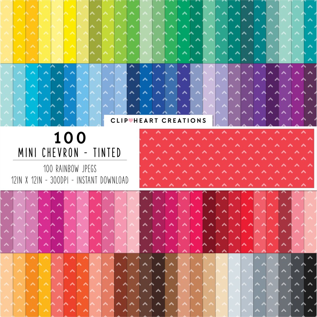 100 Rainbow Chevron Digital Papers: Seamless Planner Paper (digital ...