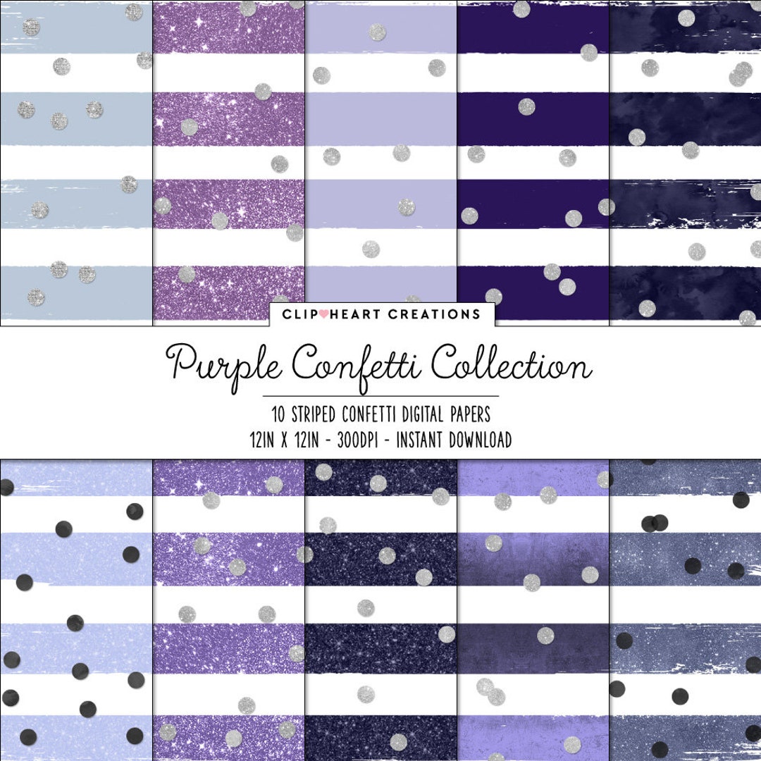 Purple Confetti Sparkle Digital Papers, Commercial Use Instant Download ...