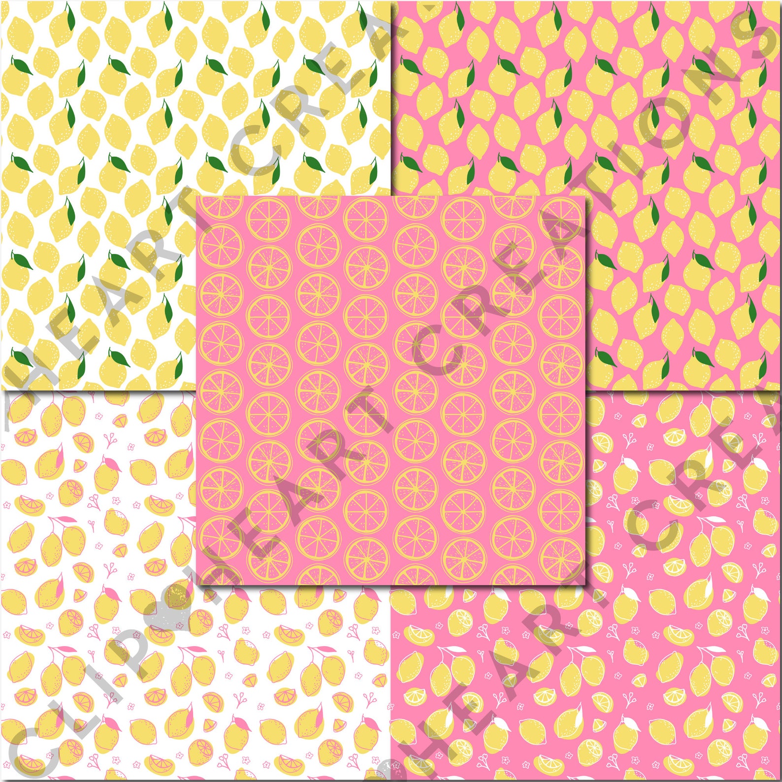 Pink Lemonade Digital Paper Patterns 20 Seamless Commercial - Etsy