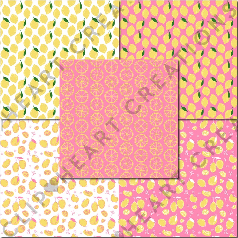 Pink Lemonade Digital Paper Patterns 20 Seamless Commercial - Etsy
