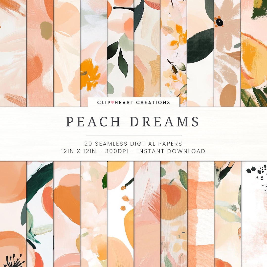 Peach Dreams Digital Paper Pack: Seamless Patterns for Commercial Use ...