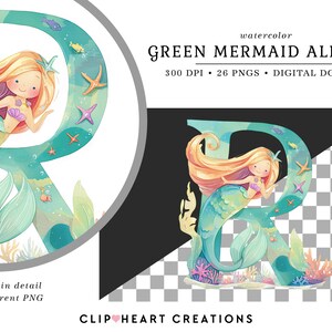 Mermaid Alphabet Clip Art, Commercial Use Instant Download Fantasy ...