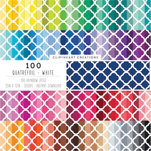 100 Quatrefoil Pattern Digital Paper Pack, Commercial Use Seamless ...