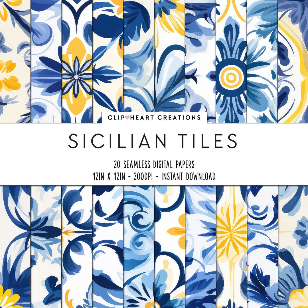Sicilian Tile Papers, Seamless Commercial Use Instant Download ...