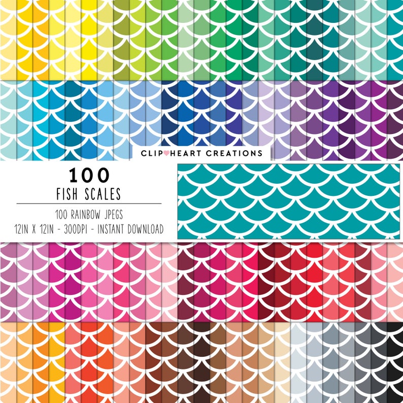 100 Fish Scales Digital Papers Commercial Use Instant | Etsy